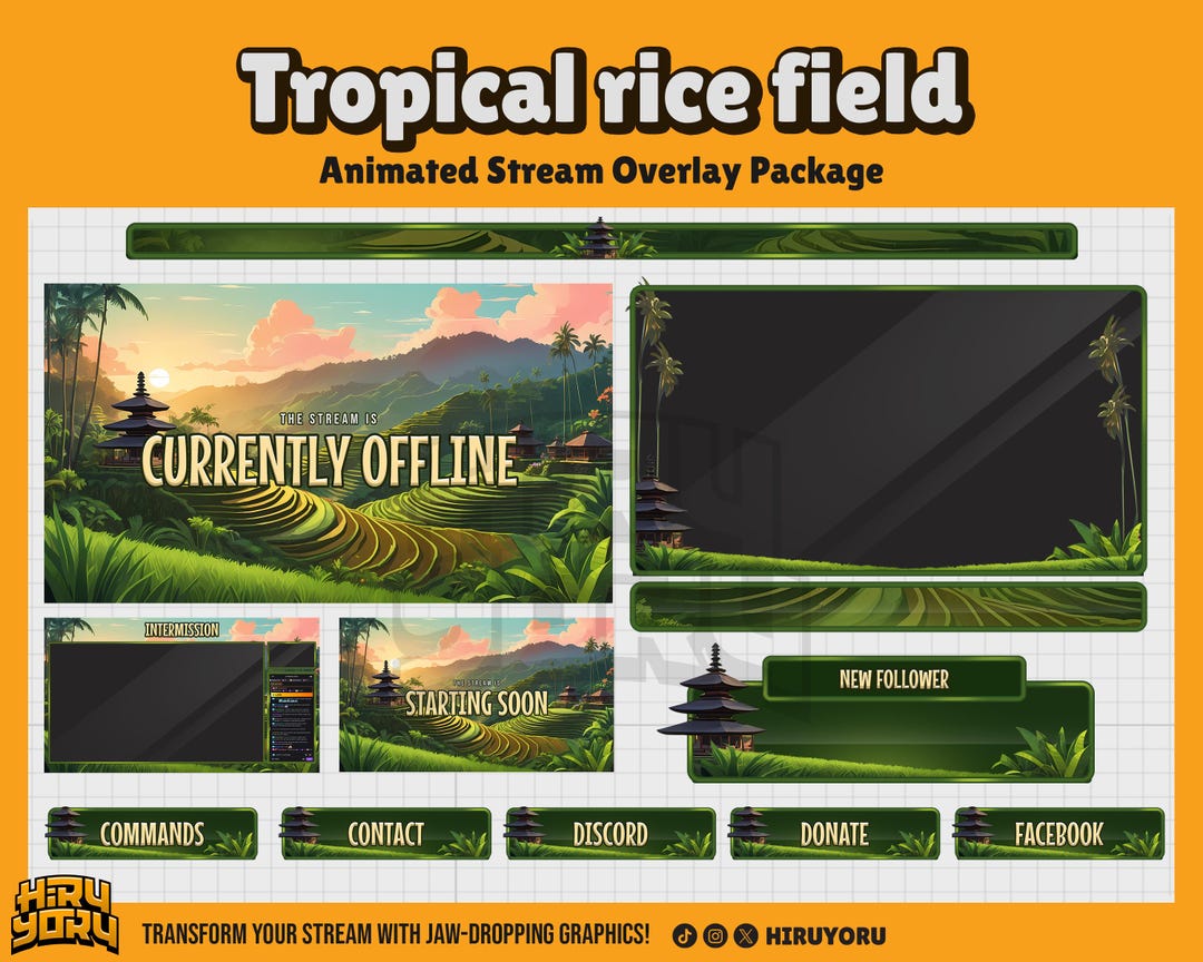 Tropical Rice Field Animated Stream Overlay : Greenery Twitch, Youtube ...