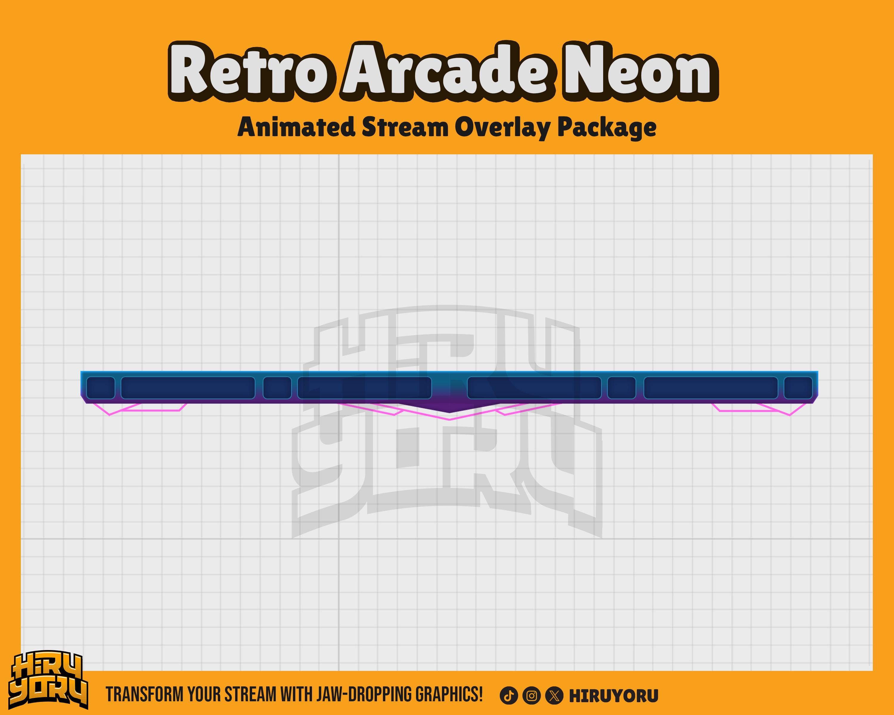 Retro Arcade Neon Animated Stream Overlay Pack for Twitch, Youtube ...