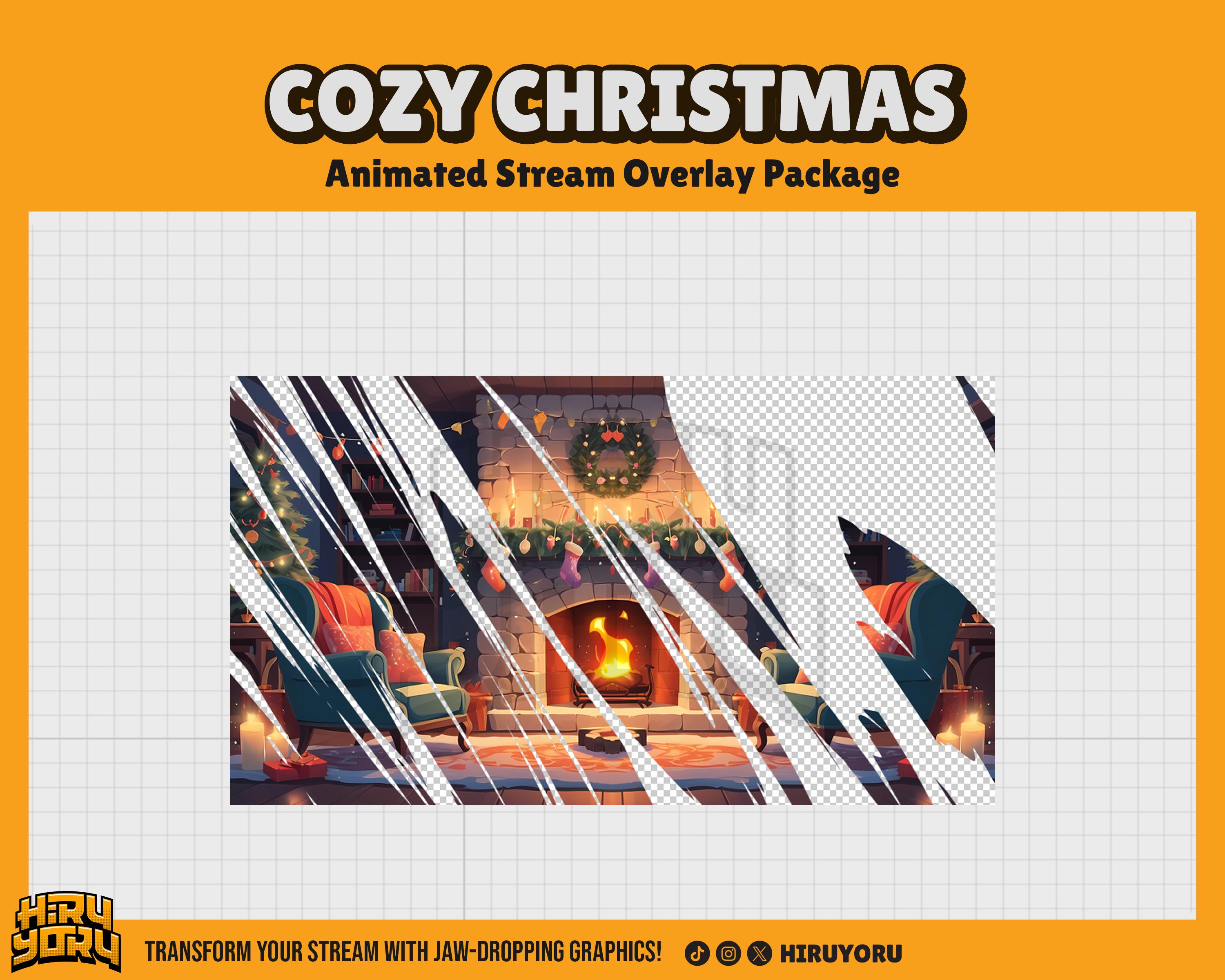 Cozy Christmas Animated Stream Overlay : Festive Fireside Package - Etsy