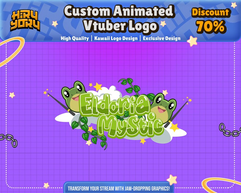 Animated Kawaii Vtuber Logo Design : Custom Streamer Branding Pack - Etsy