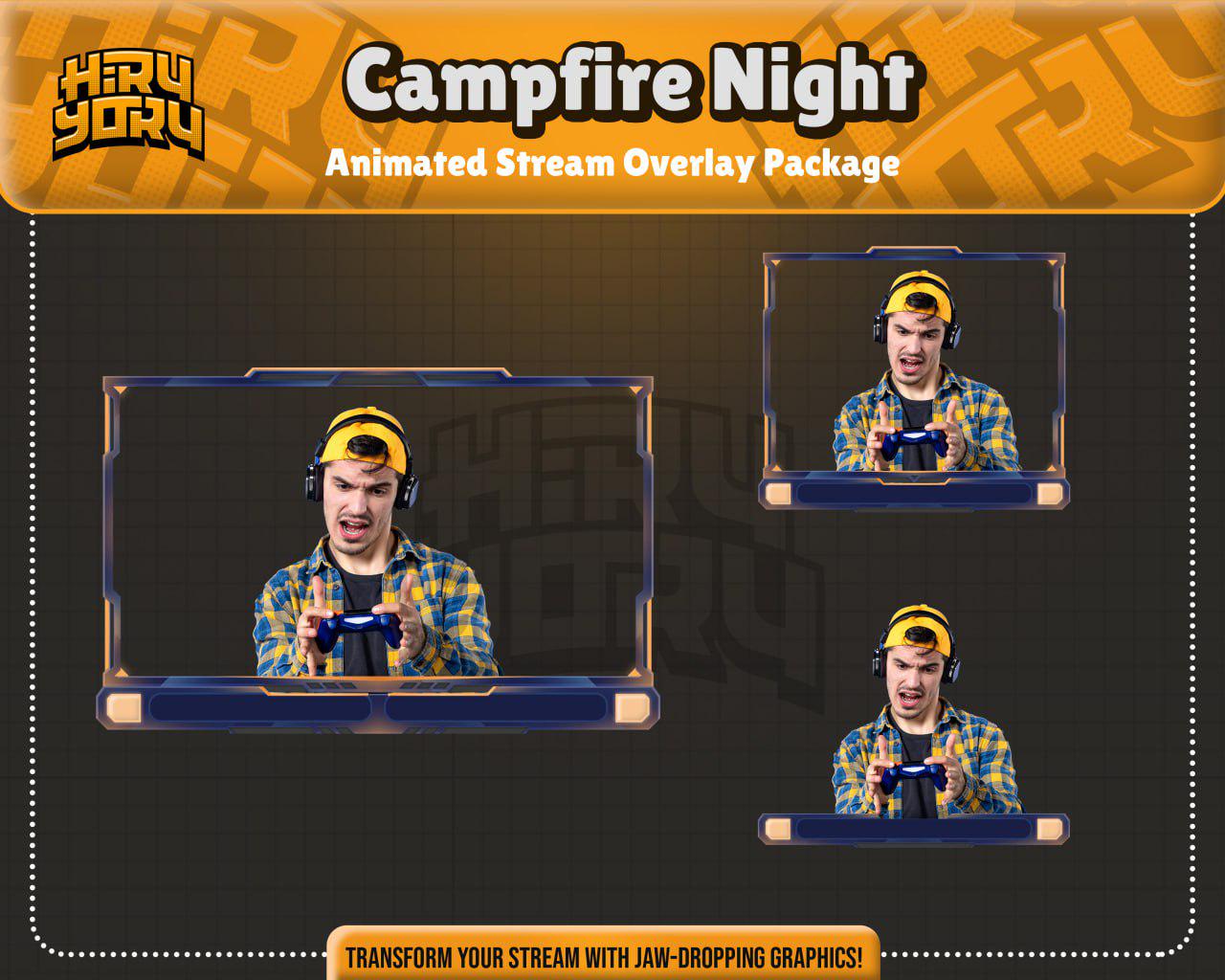 Campfire Night Animated Stream Overlay : Cozy Wilderness Theme - Etsy