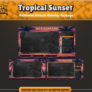 Tropical Sunset Animated Stream Overlay Package - Etsy