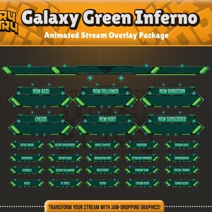 Galaxy Green Inferno Animated Stream Overlay Pack for Twitch, Youtube ...