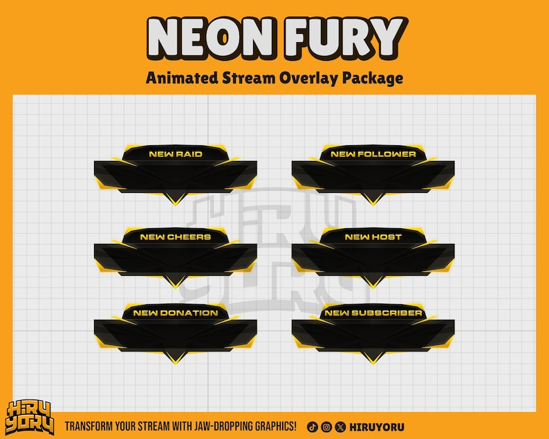 Neon Fury Animated Stream Overlay Package High-tech Neon Graphics for ...