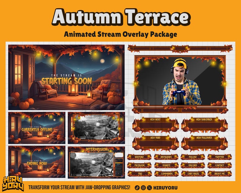 Autumn Terrace Animated Stream Overlay Package : Cozy Mountain View - Etsy