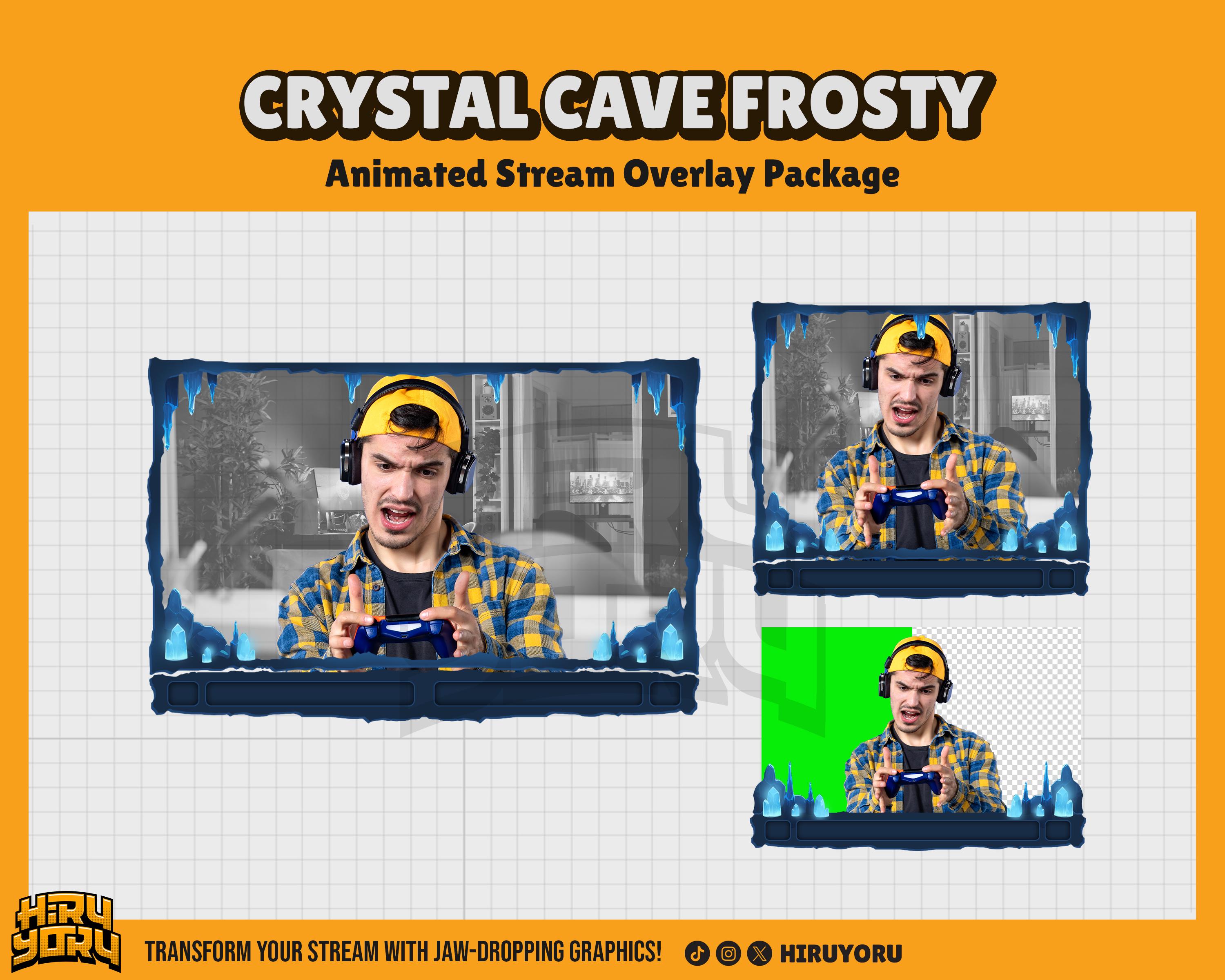 Crystal Cave Frosty Animated Overlay Pack for Twitch, Youtube, Kick ...