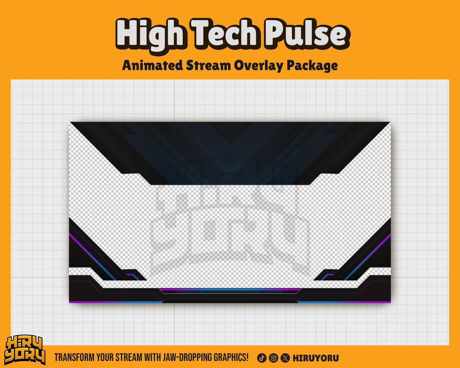 Sci-fi Animated Stream Overlay Package : High Tech Pulse (webm, PNG) - Etsy