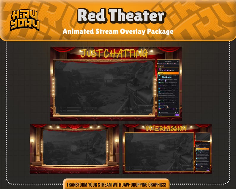 Red Theater Animated Stream Overlay Package : Vintage Twitch, Youtube ...