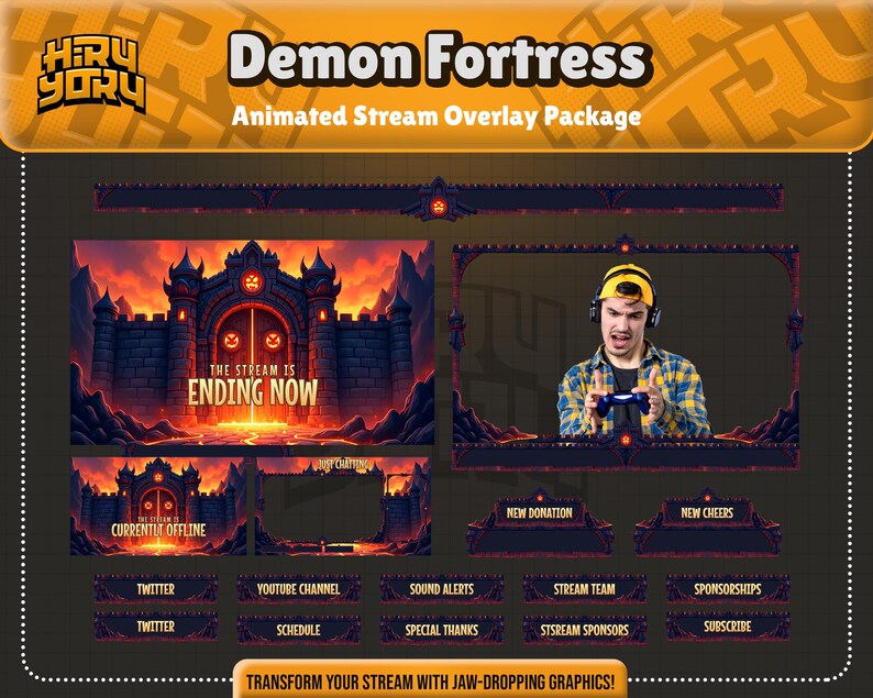 Demon Fortress Animated Stream Overlay for Twitch, Youtube, Kick ...