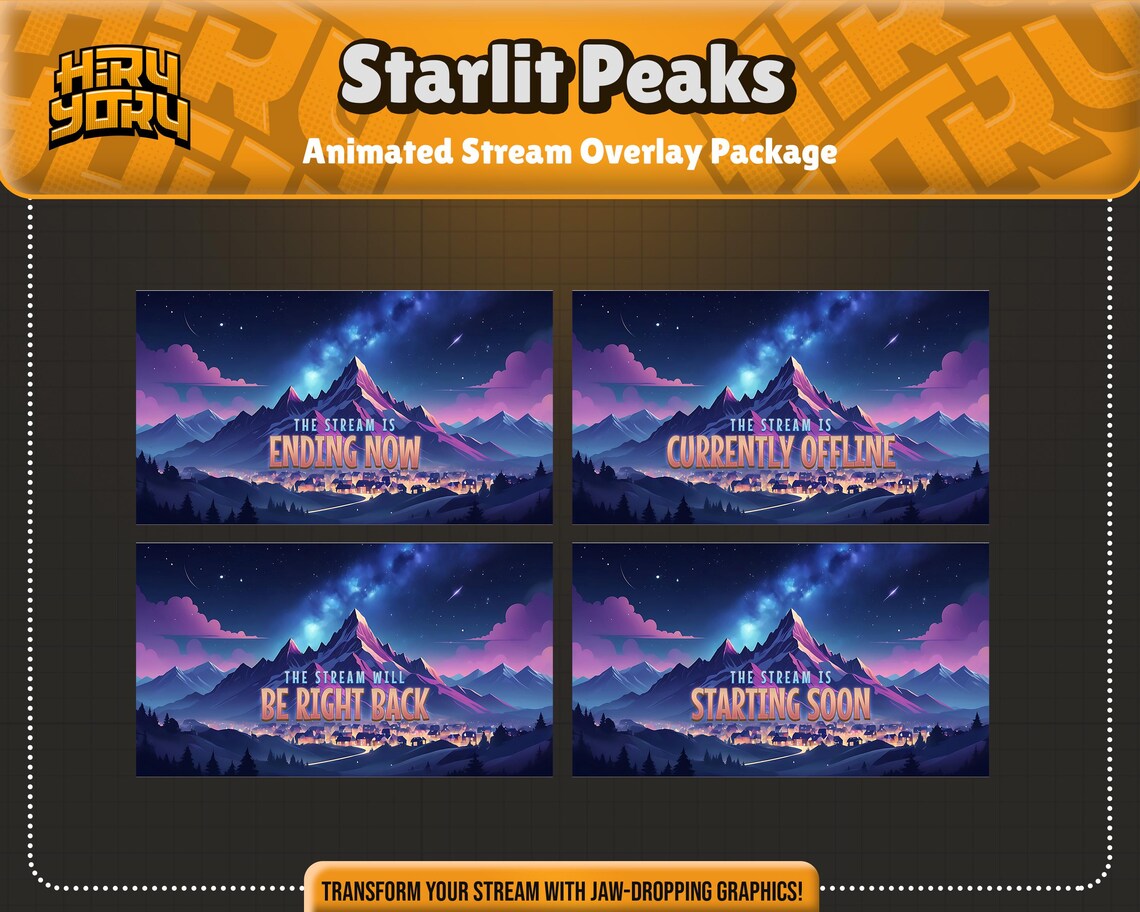 Starlit Peaks Animated Stream Overlay Package : Nightscape Design - Etsy