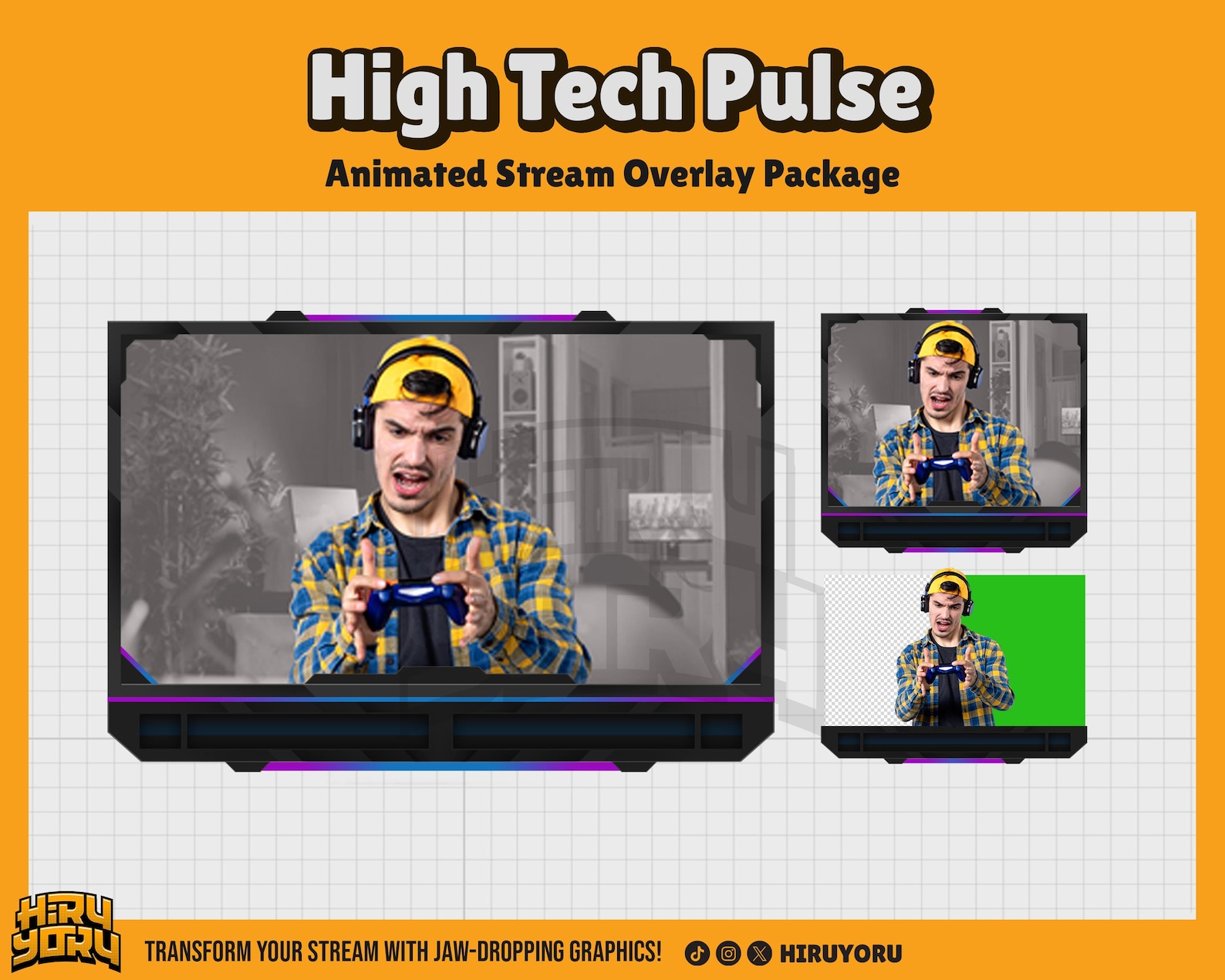 Sci-fi Animated Stream Overlay Package : High Tech Pulse (webm, PNG) - Etsy