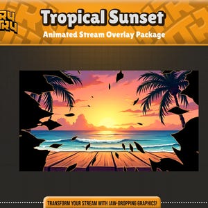 Tropical Sunset Animated Stream Overlay Package - Etsy