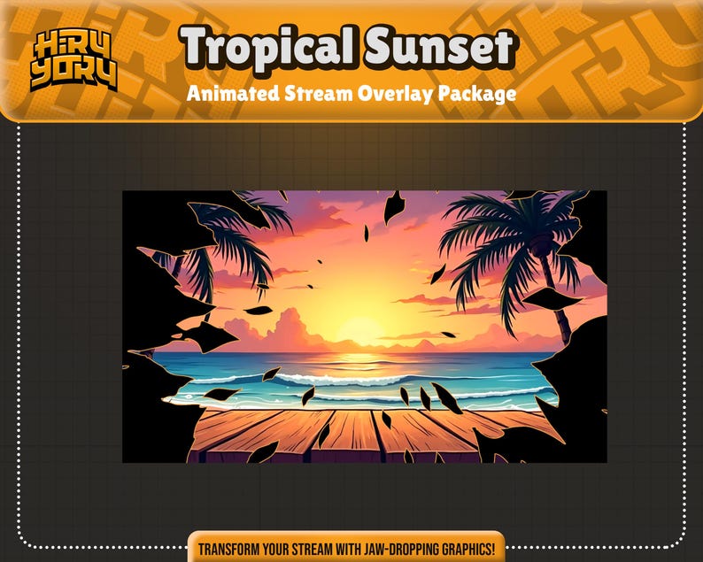 Tropical Sunset Animated Stream Overlay Package - Etsy