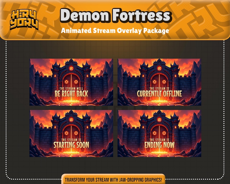 Demon Fortress Animated Stream Overlay for Twitch, Youtube, Kick ...
