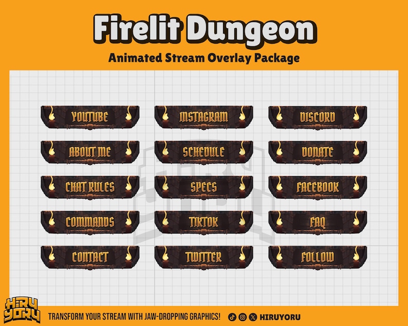 Firelit Dungeon Animated Stream Overlay Package : Medieval Theme - Etsy