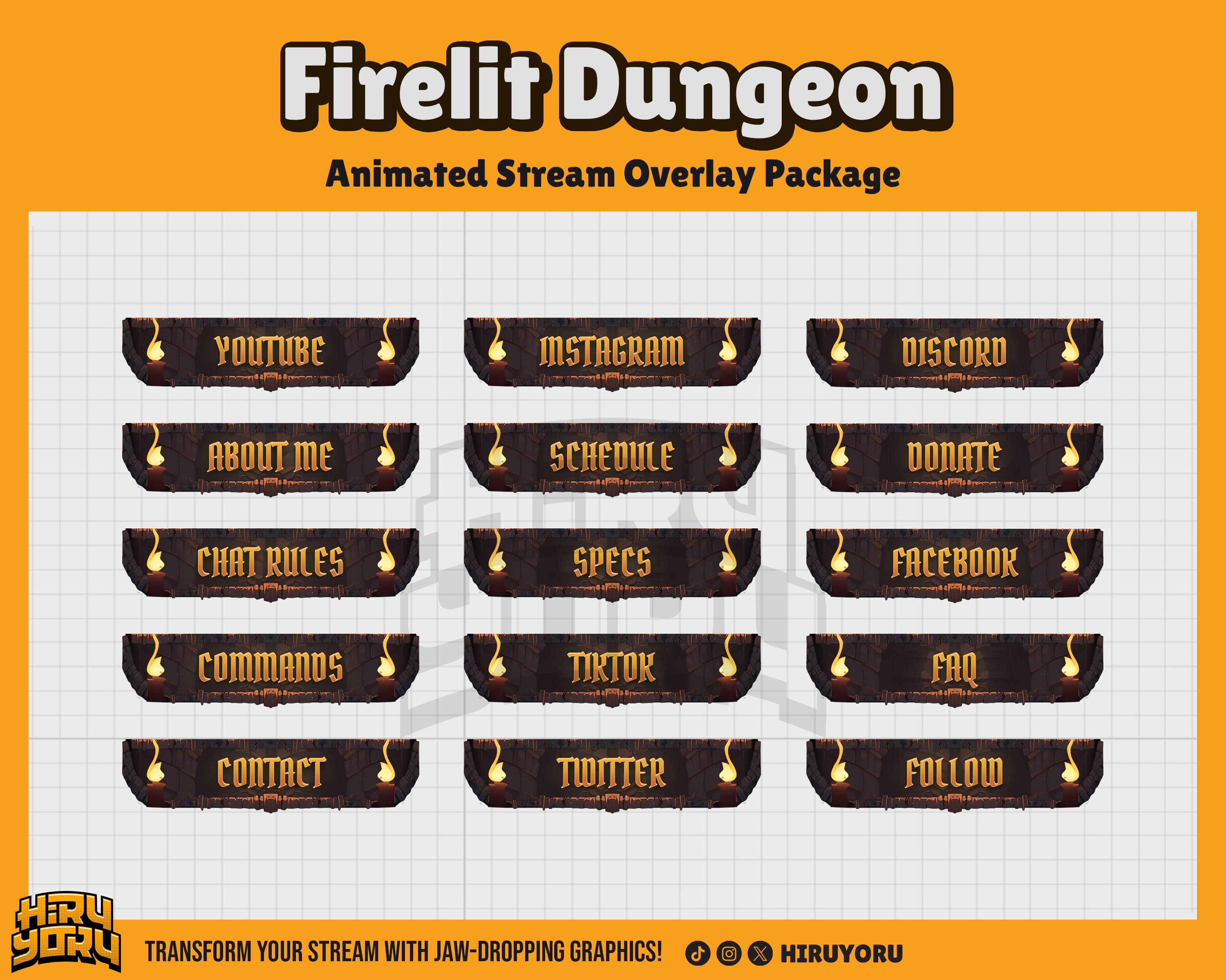 Firelit Dungeon Animated Stream Overlay Package : Medieval Theme - Etsy