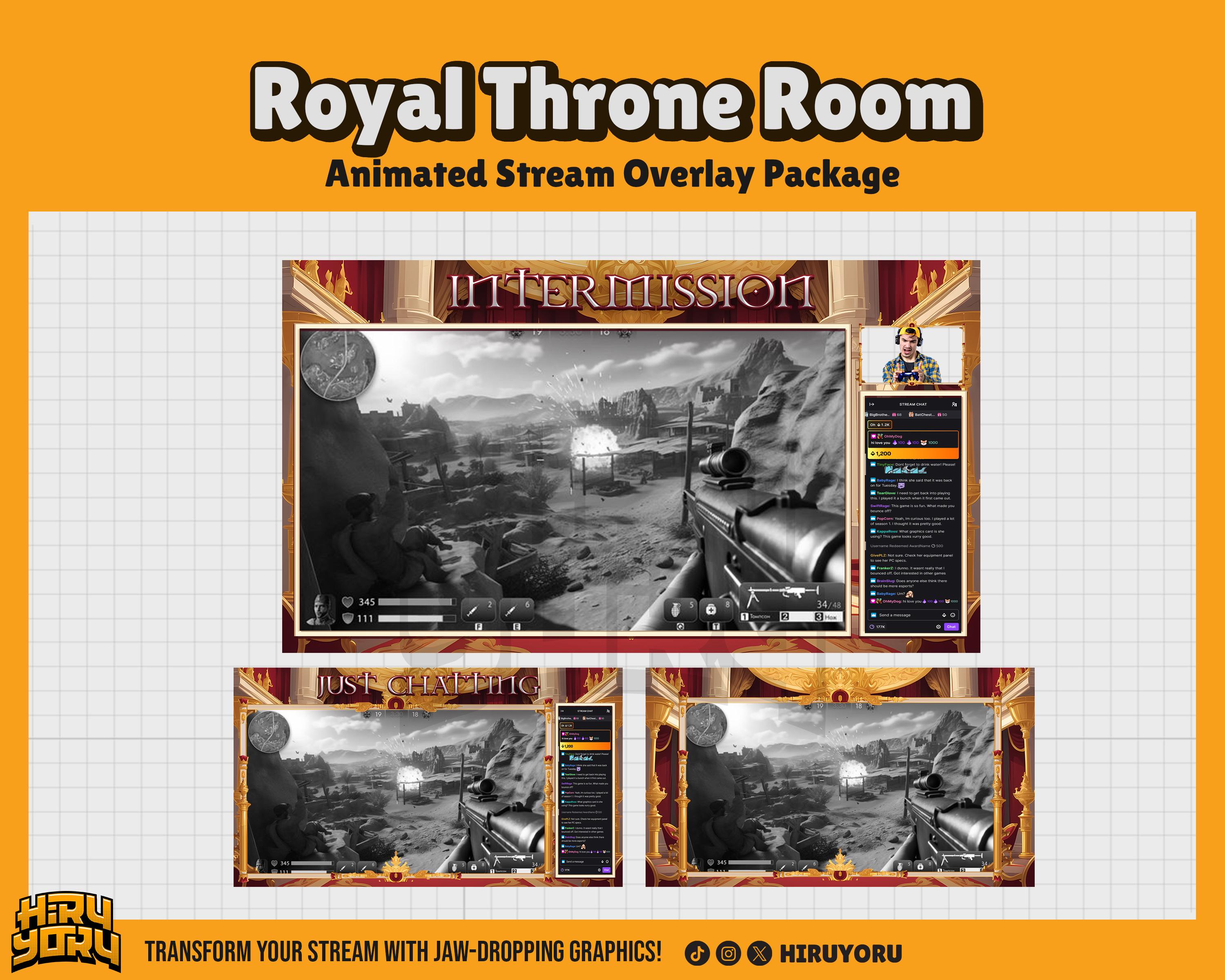 Royal Throne Room Animated Stream Overlay Pack : Golden Graphics - Etsy