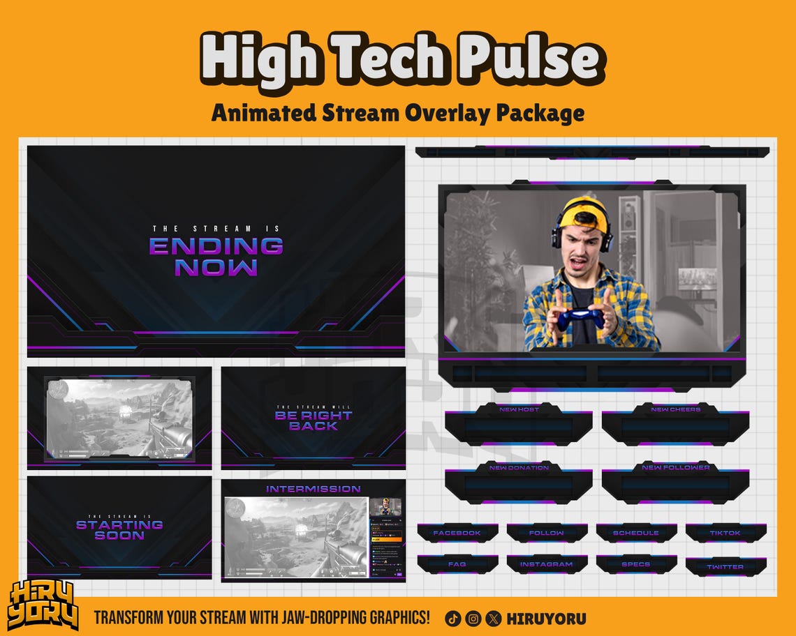Sci-fi Animated Stream Overlay Package : High Tech Pulse (webm, PNG) - Etsy