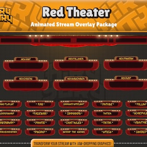Red Theater Animated Stream Overlay Package : Vintage Twitch, Youtube ...