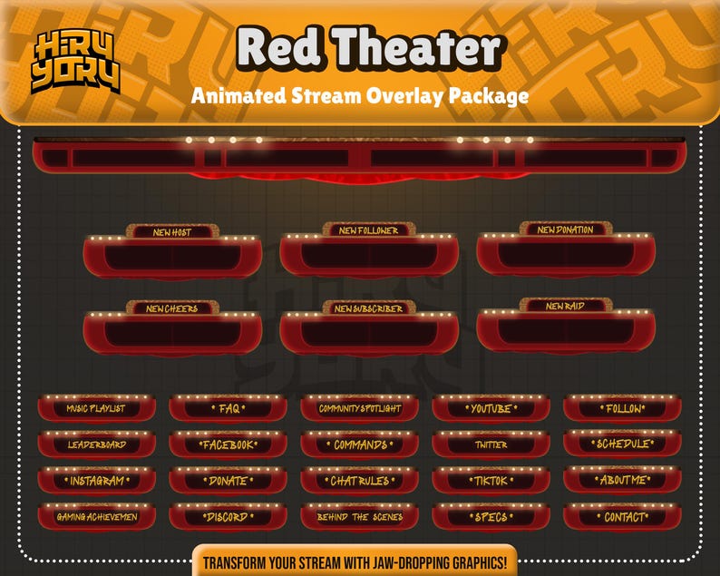 Red Theater Animated Stream Overlay Package : Vintage Twitch, Youtube ...
