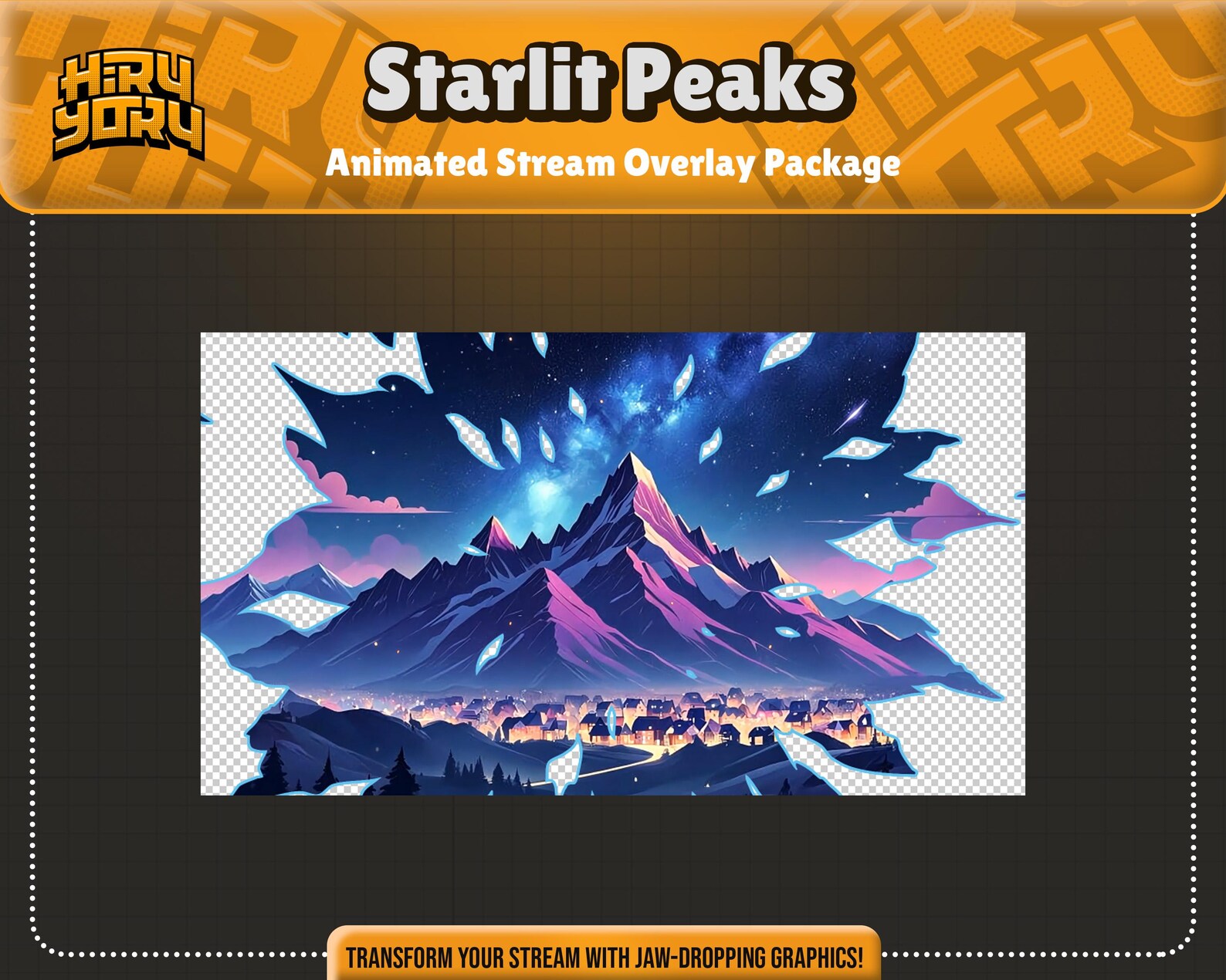 Starlit Peaks Animated Stream Overlay Package : Nightscape Design - Etsy