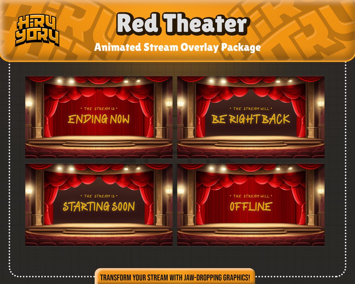 Red Theater Animated Stream Overlay Package : Vintage Twitch, Youtube ...
