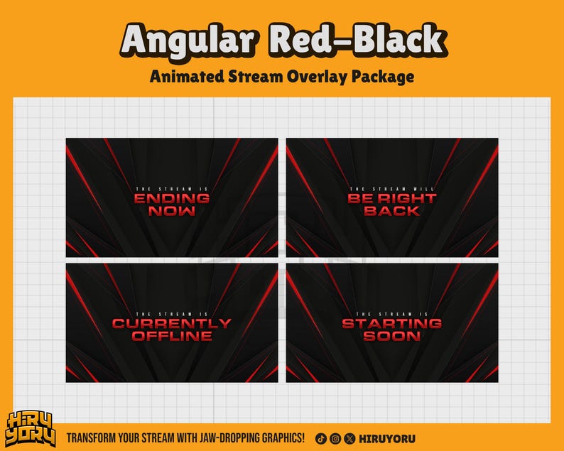 Angular Red-black Animated Stream Overlay Pack | Screen,alert,webcam ...
