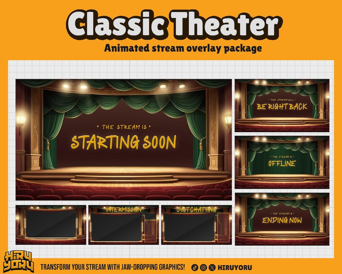 Classic Theater Animated Stream Overlay Package - Etsy