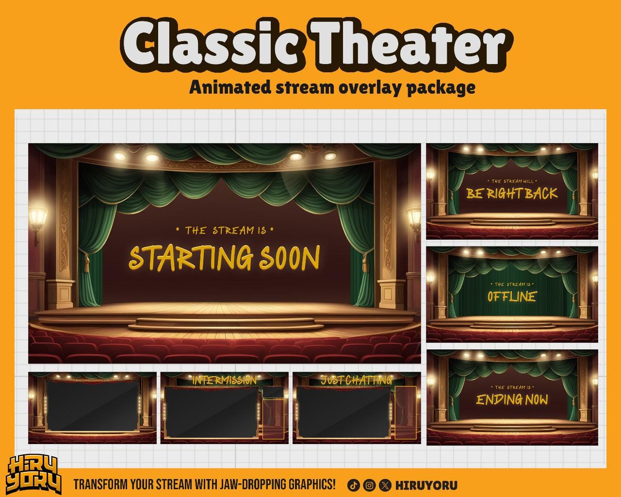 Classic Theater Animated Stream Overlay Package - Etsy