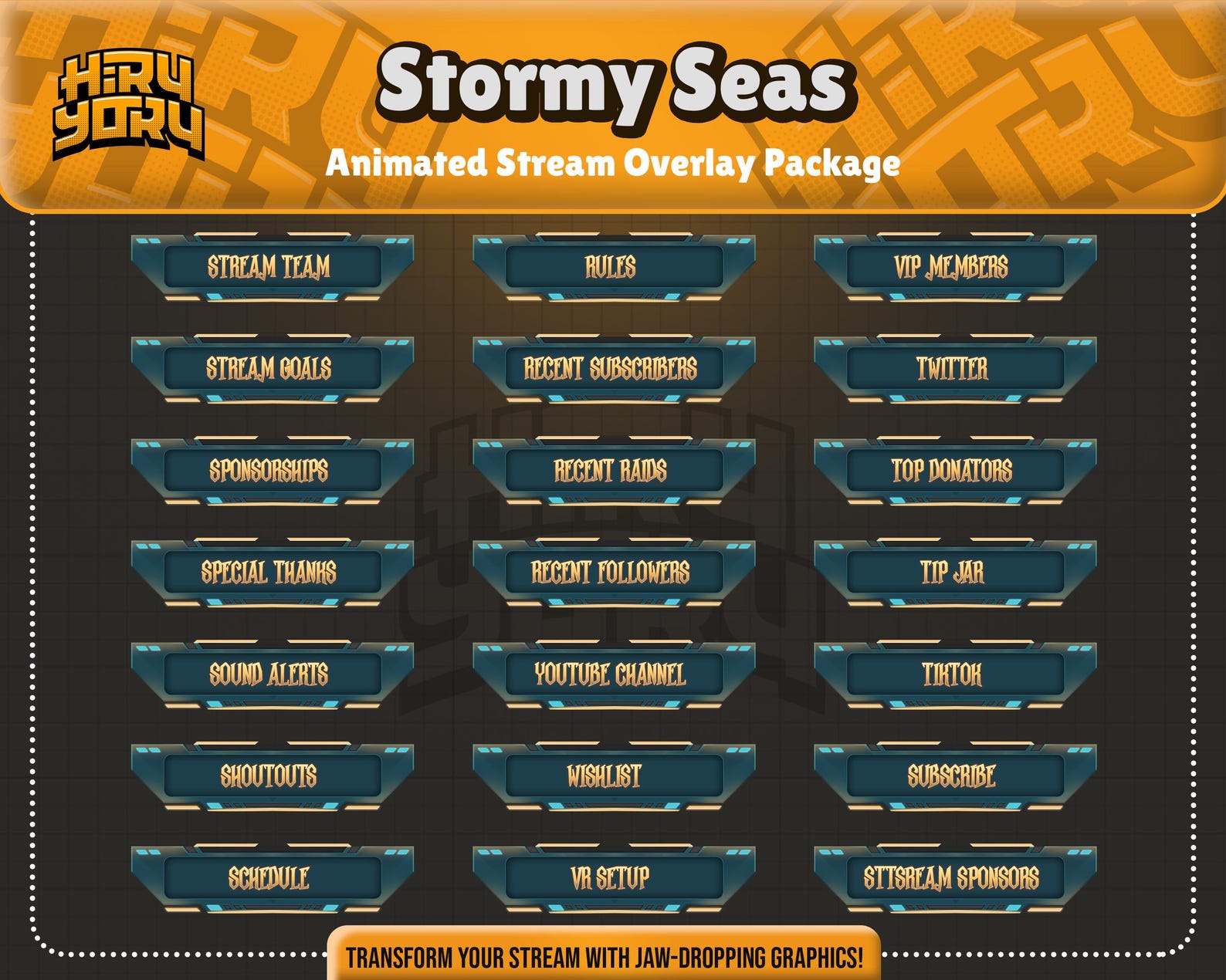 Stormy Seas Animated Stream Overlay Package for Twitch, Youtube, Kick ...