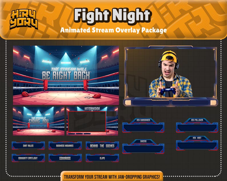 Fight Night Animated Stream Overlay : Boxing Arena Theme - Etsy