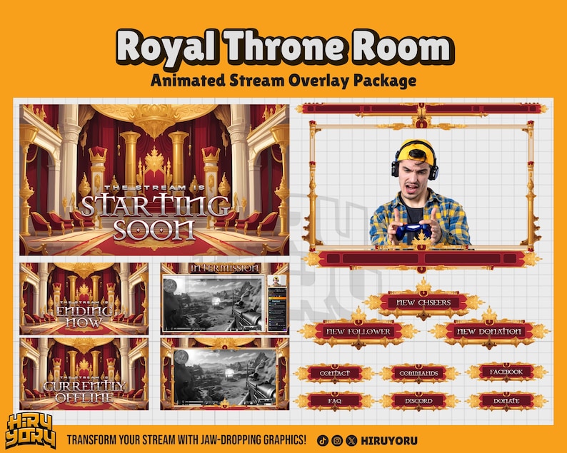 Royal Throne Room Animated Stream Overlay Pack : Golden Graphics - Etsy