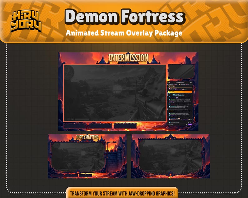 Demon Fortress Animated Stream Overlay, Hellish Castle Theme - Etsy