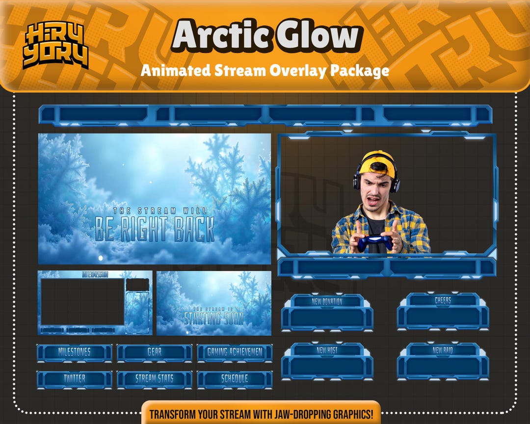 Arctic Glow Animated Stream Overlay Package : Twitch, Youtube, Kick - Etsy