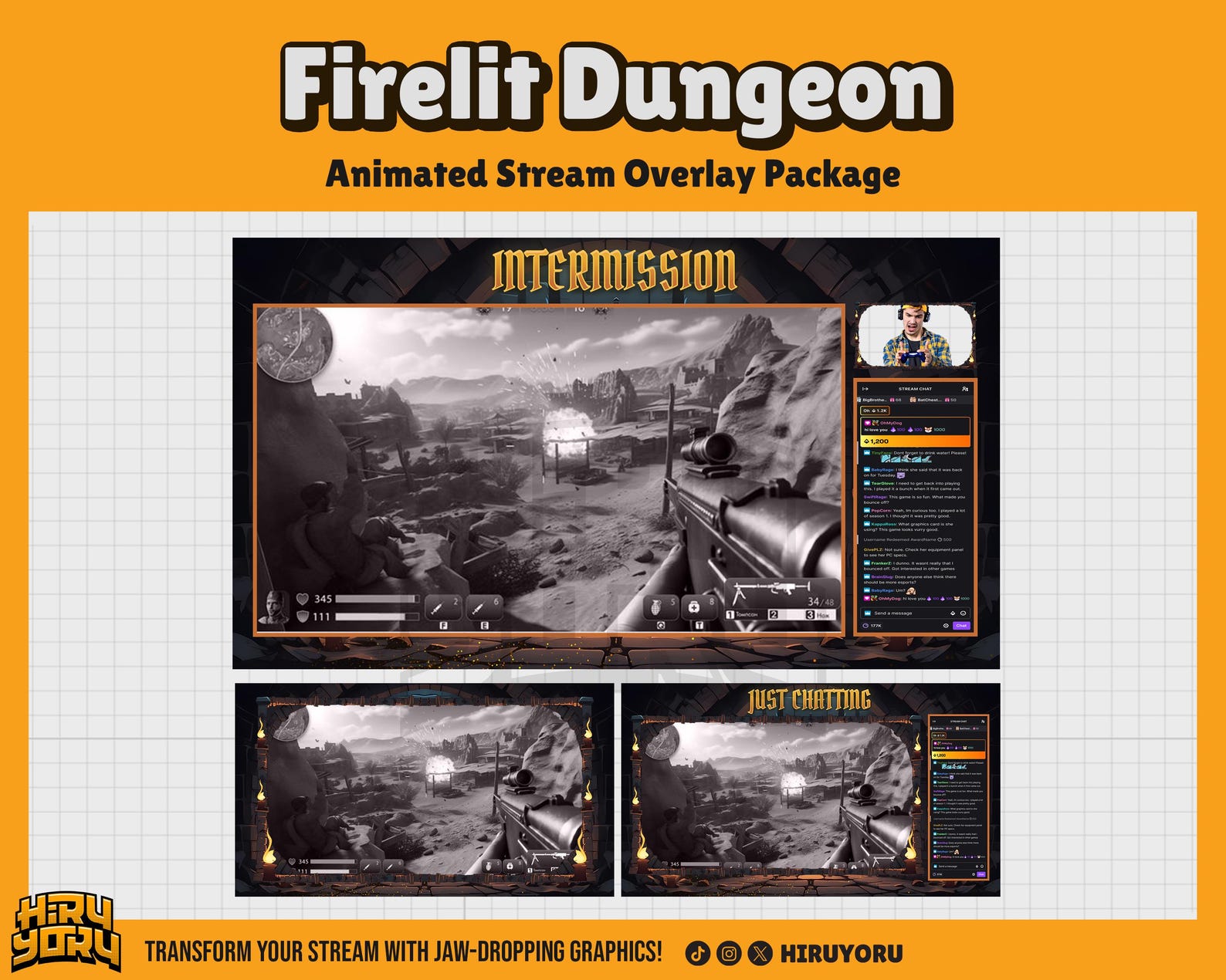 Firelit Dungeon Animated Stream Overlay Package : Medieval Theme - Etsy