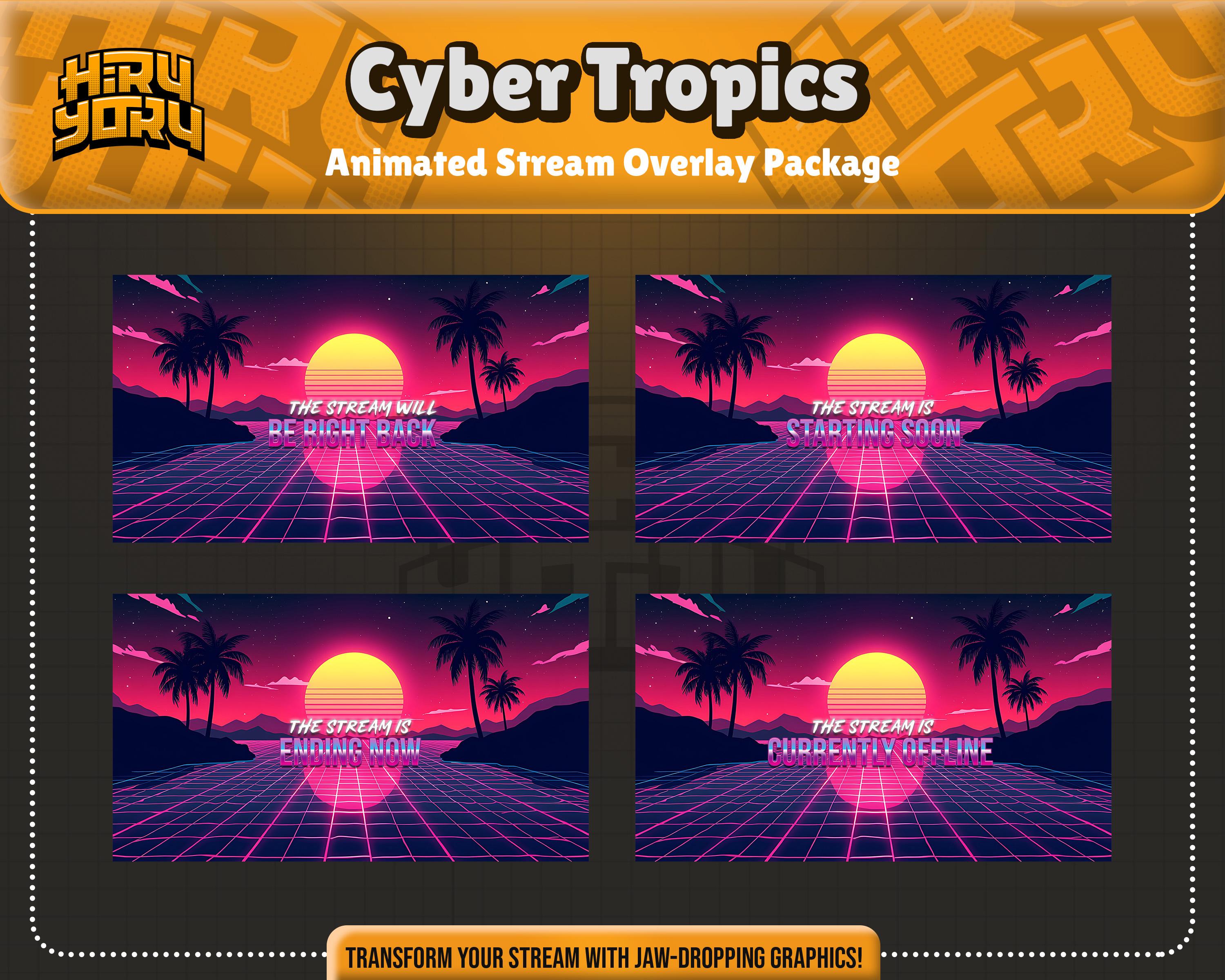 Cyber Tropics Animated Stream Overlay : Vaporwave Neon Theme - Etsy