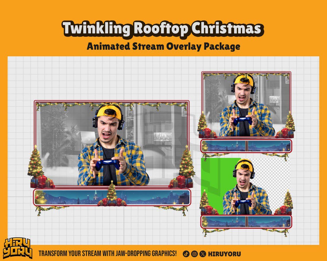 Christmas Animated Stream Overlay : Twinkling Rooftop Package - Etsy