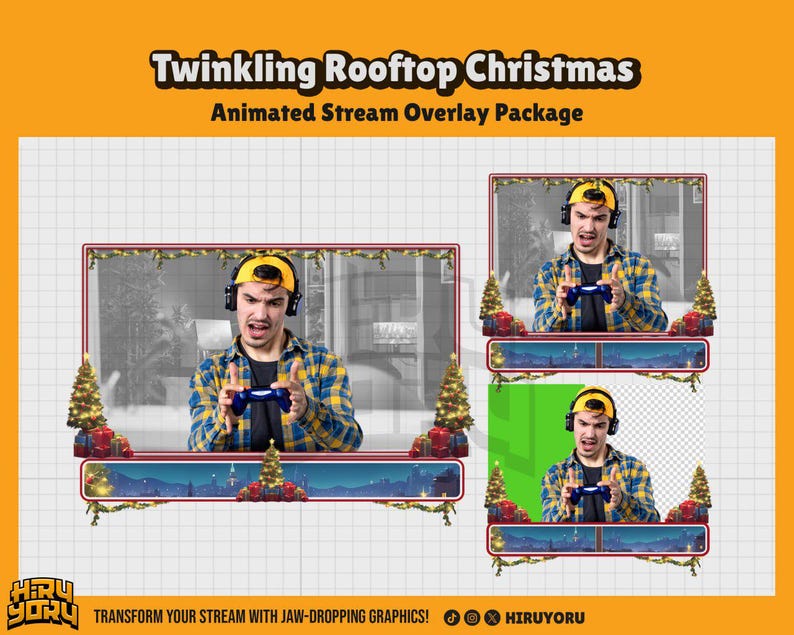 Christmas Animated Stream Overlay : Twinkling Rooftop Package - Etsy