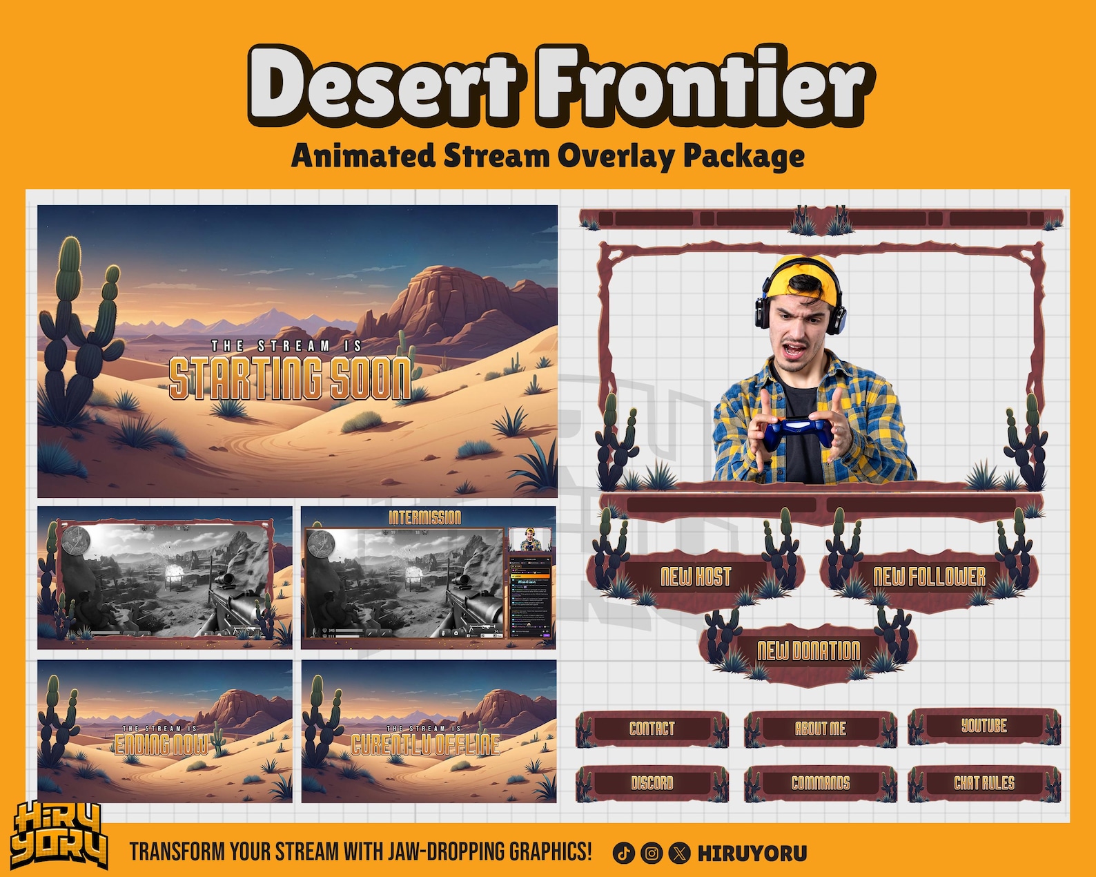 Desert Frontier Animated Stream Overlay : Wild West Twitch, Youtube ...