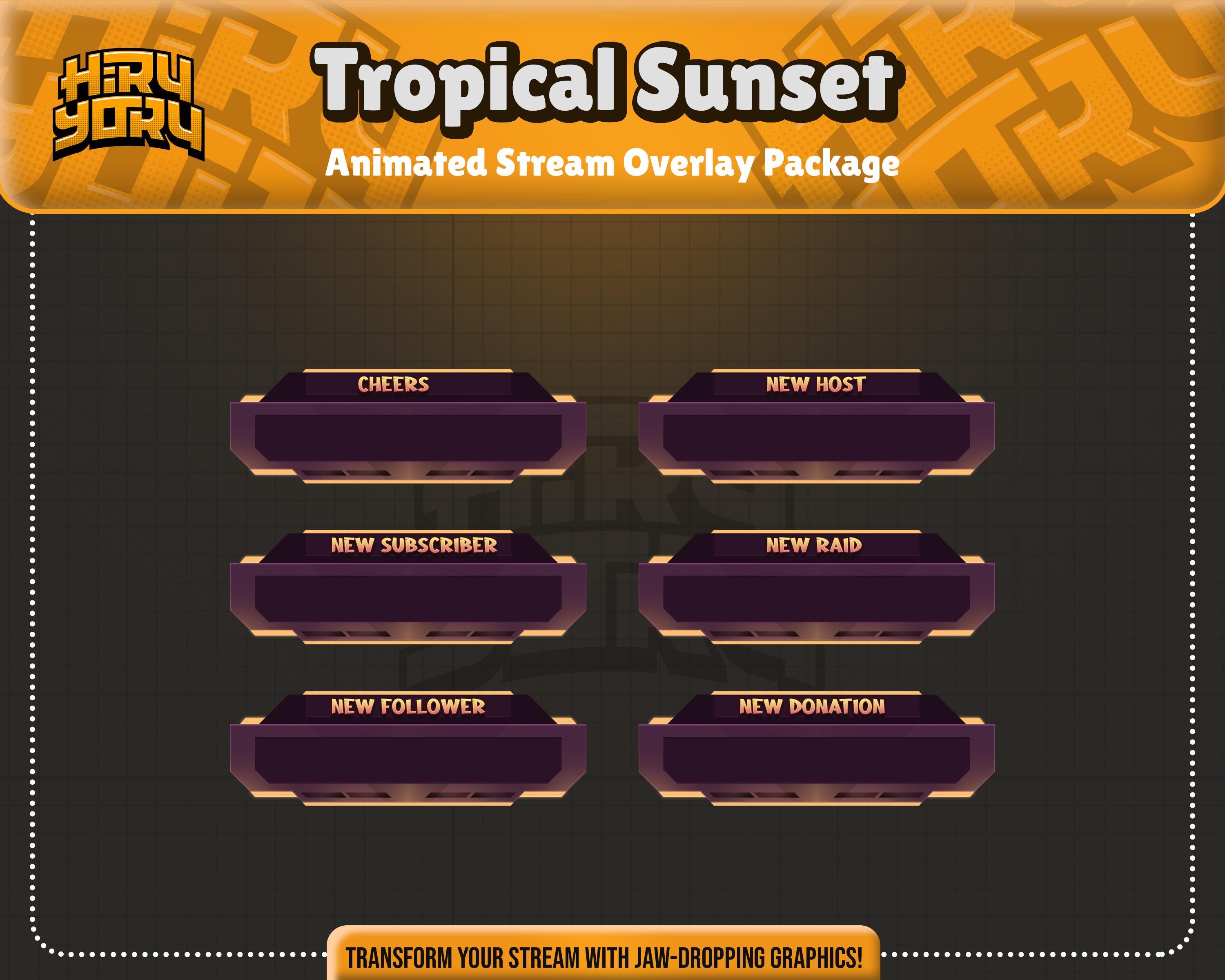 Tropical Sunset Animated Stream Overlay Package - Etsy
