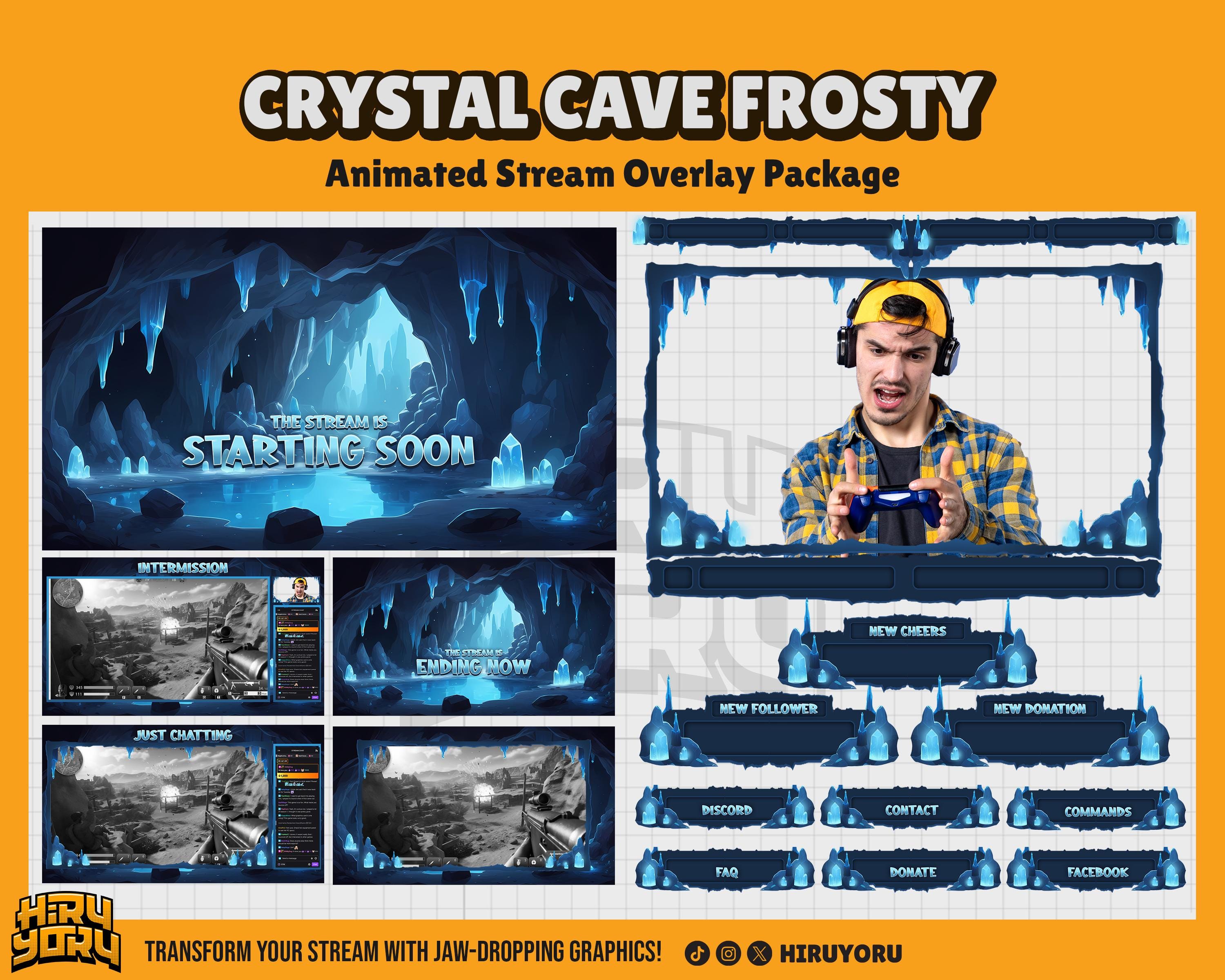 Crystal Cave Frosty Animated Overlay Pack for Twitch, Youtube, Kick ...