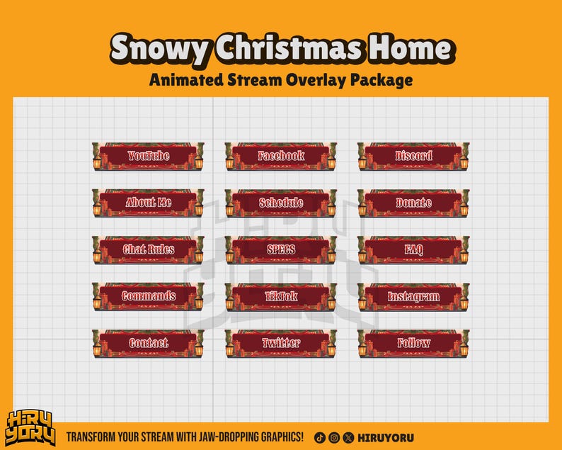Snowy Christmas Home Animated Overlay Pack for Twitch, Youtube, Kick ...