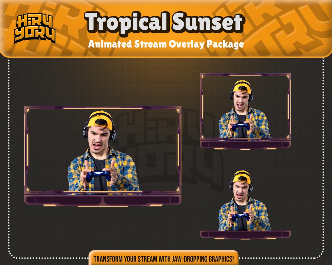 Tropical Sunset Animated Stream Overlay Package - Etsy