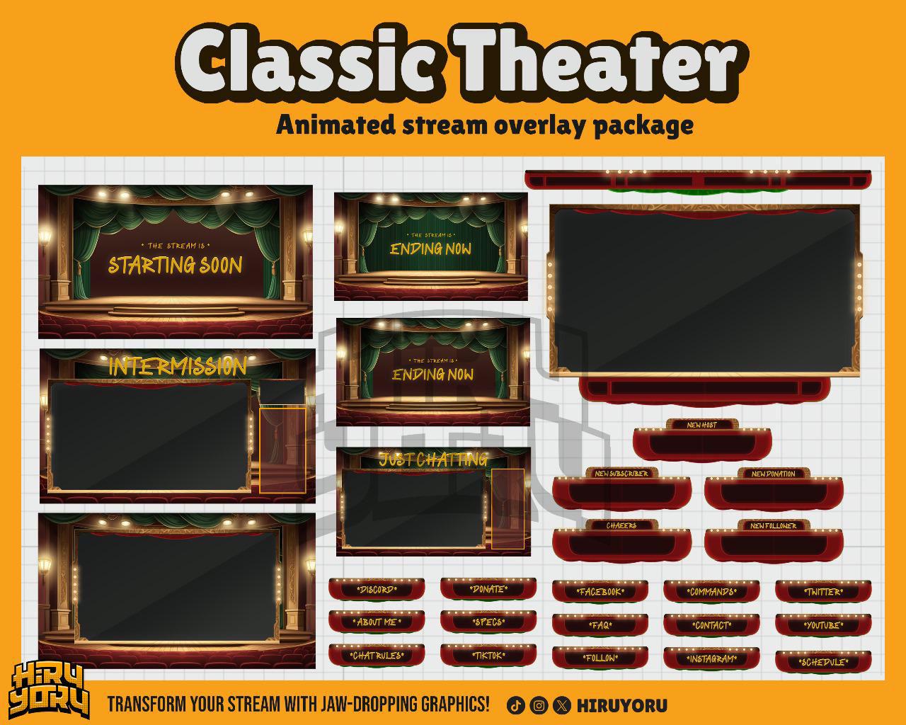 Classic Theater Animated Stream Overlay Package - Etsy