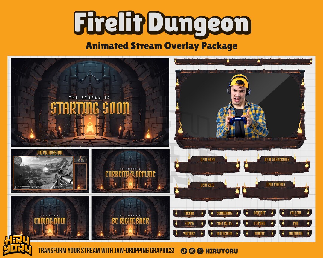 Firelit Dungeon Animated Stream Overlay Package : Medieval Theme - Etsy
