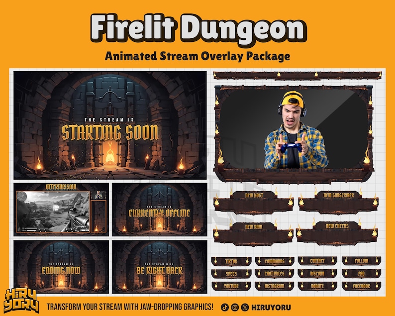 Firelit Dungeon Animated Stream Overlay Package : Medieval Theme - Etsy