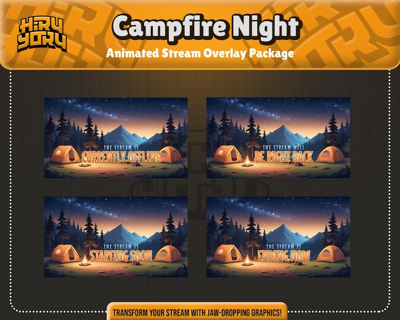 Campfire Night Animated Stream Overlay : Cozy Wilderness Theme - Etsy