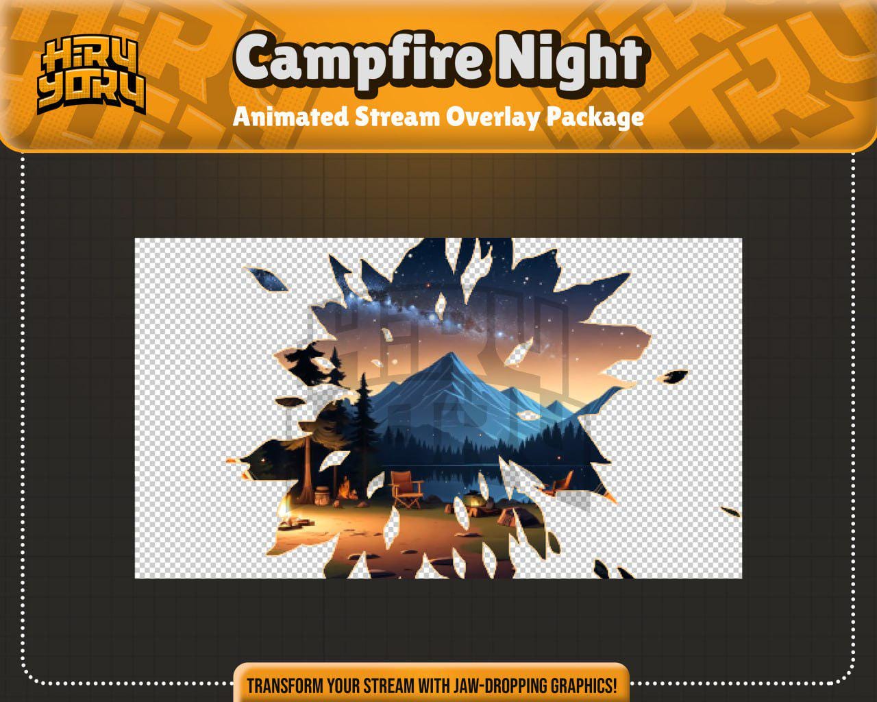 Campfire Night Animated Stream Overlay Pack for Twitch, Youtube, Kick ...