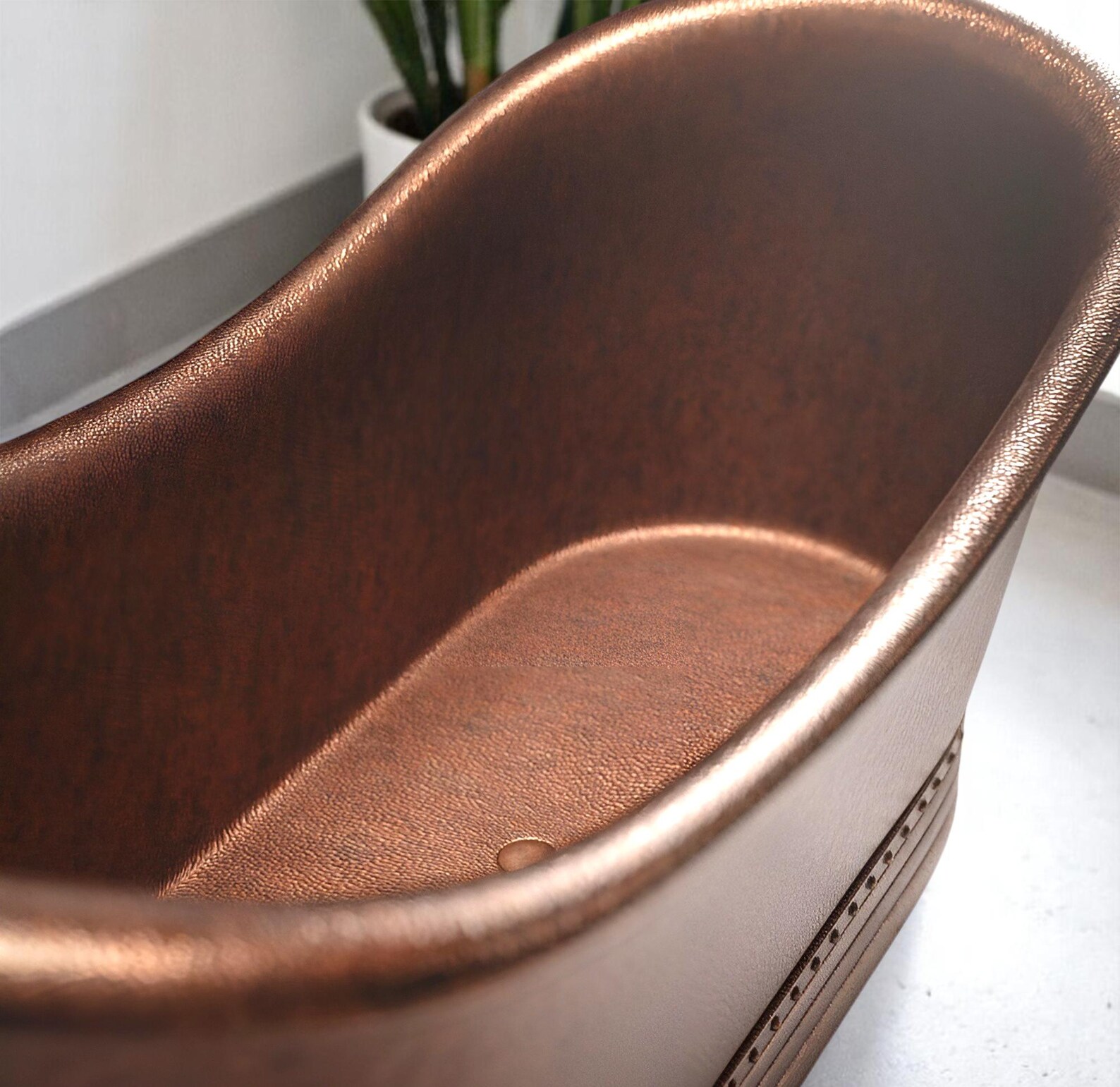 Handmade Hammered Copper Soaking Tub: Patina Finish, Freestanding ...