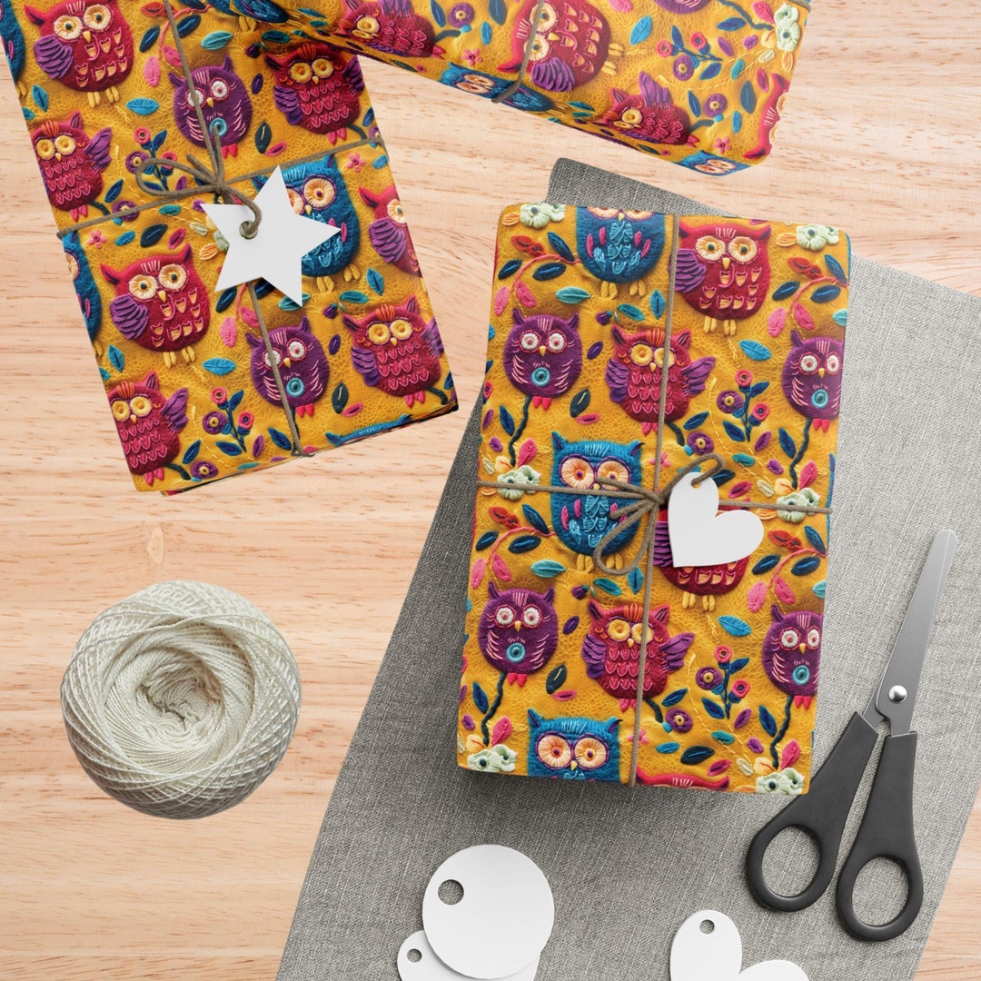 Owl Wrapping Papers, Cute Owl Pattern Gift Wrap for Present, Holiday ...